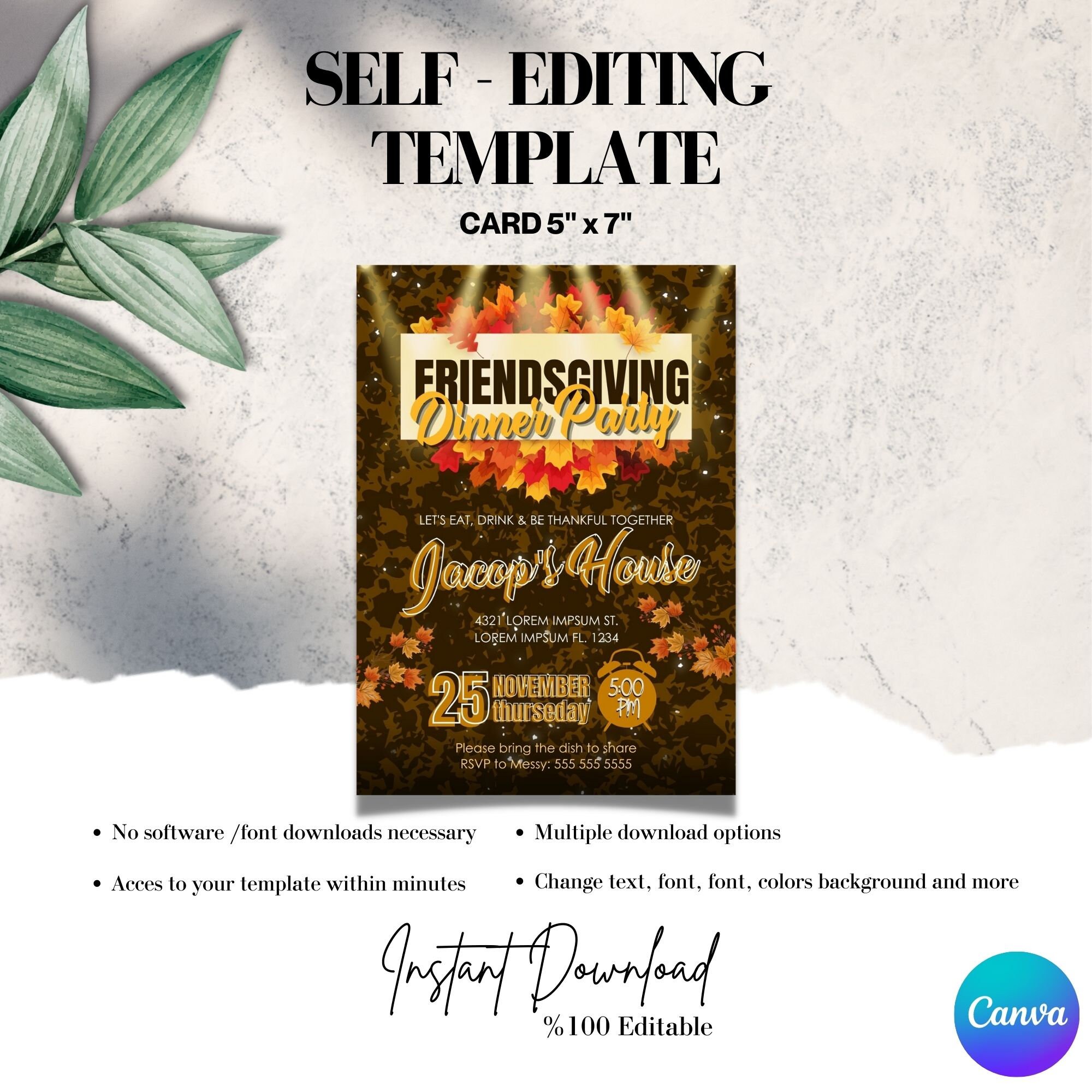 Editable Friendsgiving Party Invitation, Friendsgiving Dinner Party ...