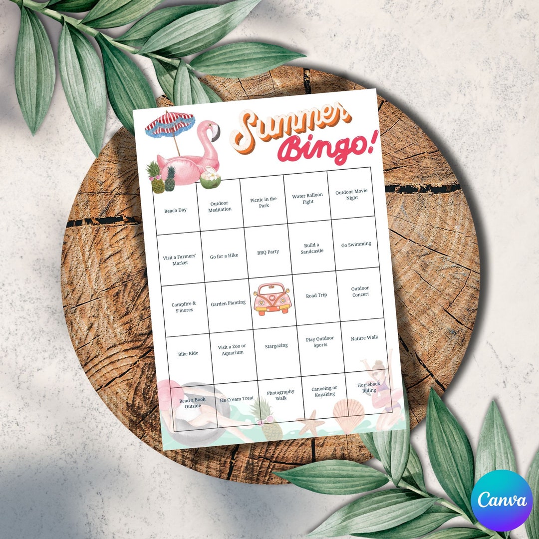 Editable Summer Bucket List Bingo Card, Printable Summer Bingo, Cupcake ...