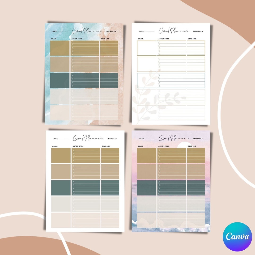 Editable Goal Planner, Printable Goal Progress, Boho Goal Planner ...