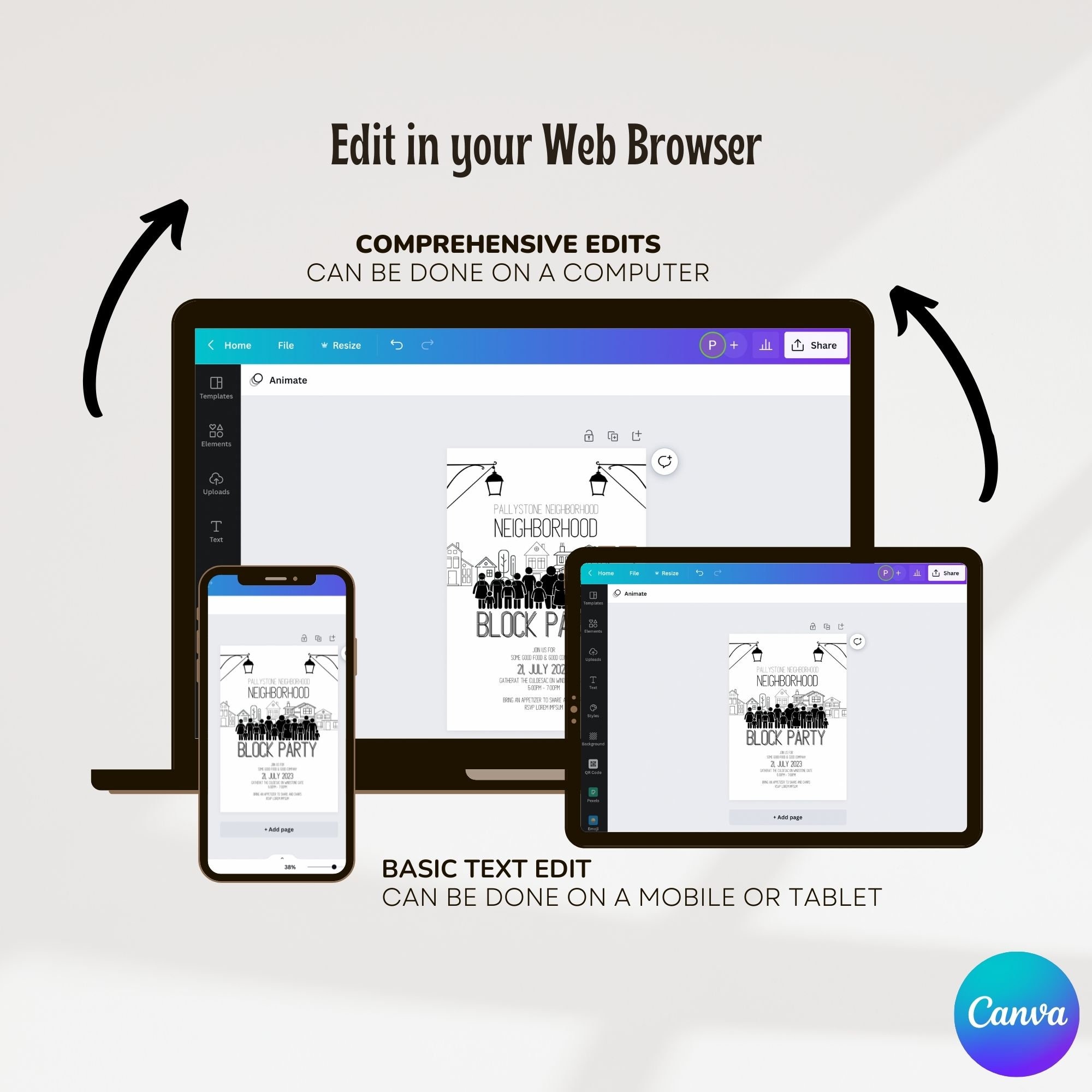 Editable Block Party, Street Party Invite, Meet the Neighbor ...