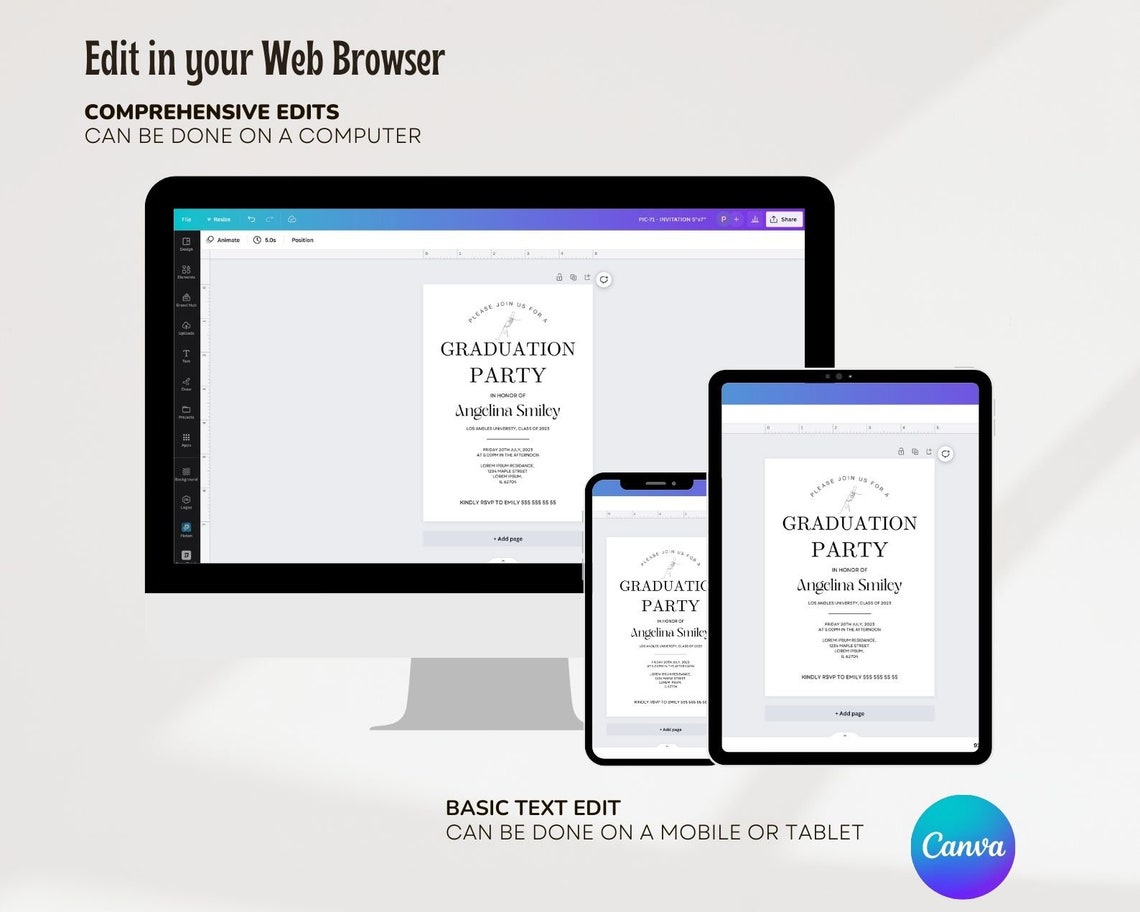 Editable Graduation Party Invitation, Printable Grad Party Invites ...