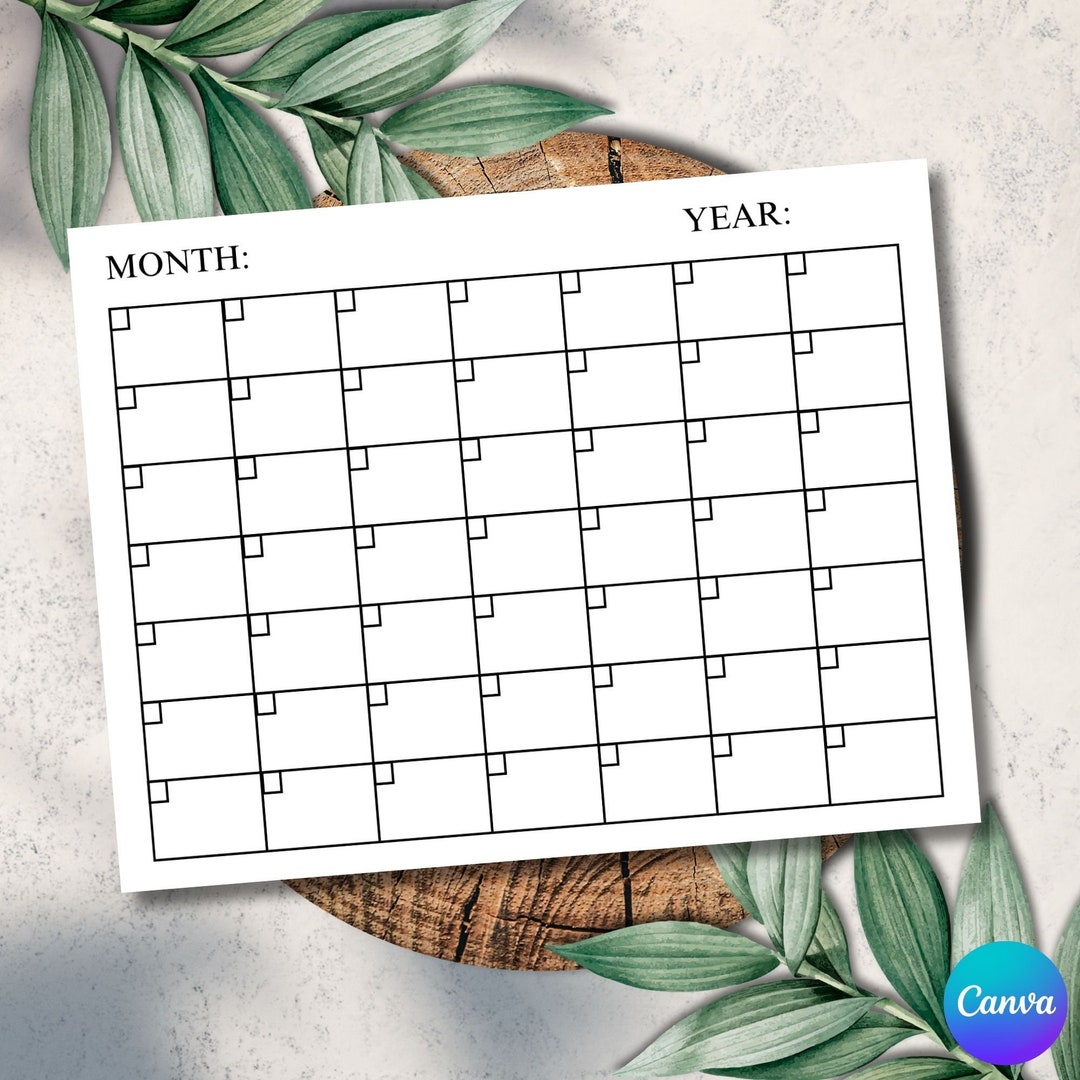 Editable Monthly Planner Page: Printable Custom Calendar (digital ...