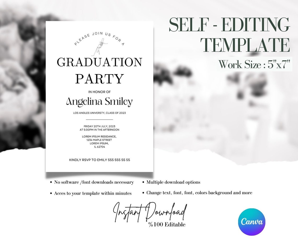 Editable Graduation Party Invitation, Printable Grad Party Invites ...