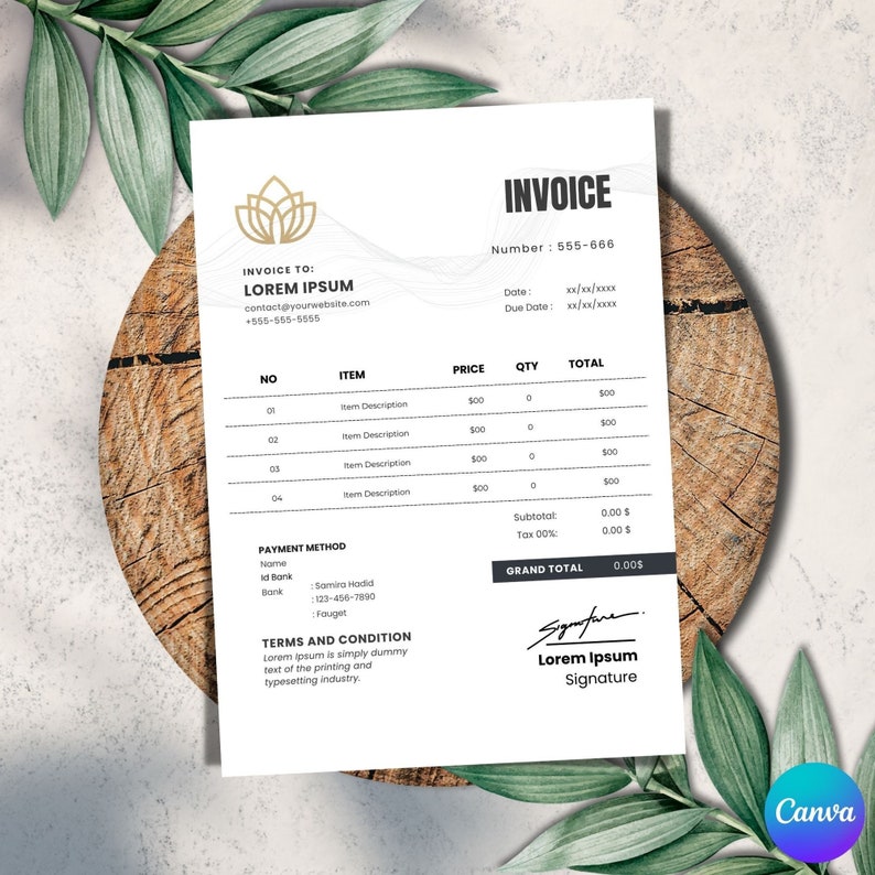 Editable Invoice Template, Modern Invoice Template for Small Business ...
