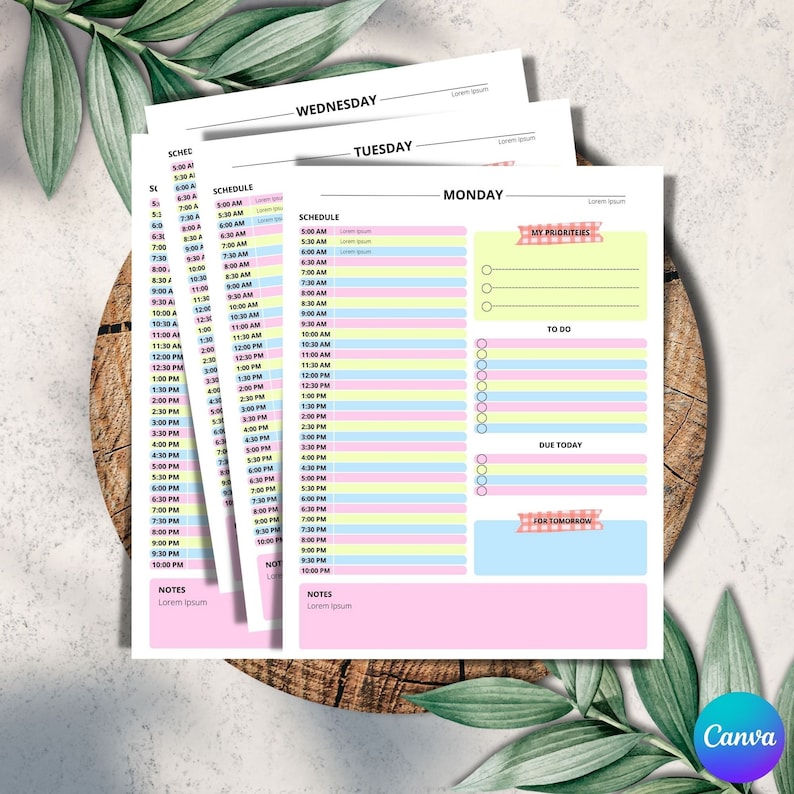 Editable Weekly Schedule Template, Printable Routine, Custom Daily ...