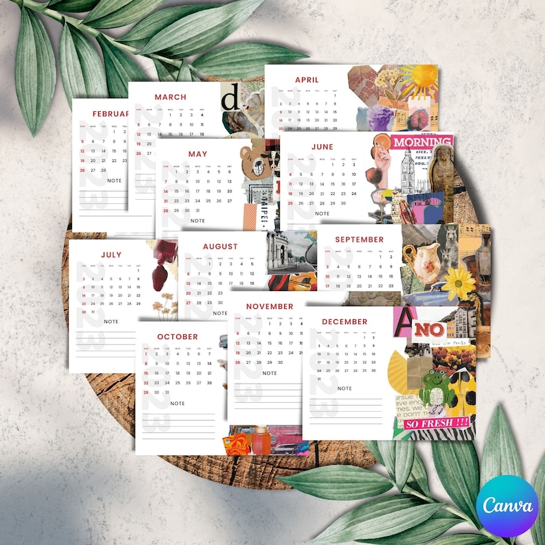 Editable 2023 Calendar Collage Template, Printable 2023 Calendar With ...