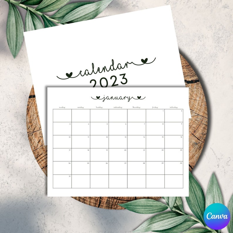 Editable 2023 Monthly Calendar, Printable Small Business Calendar, DIY ...