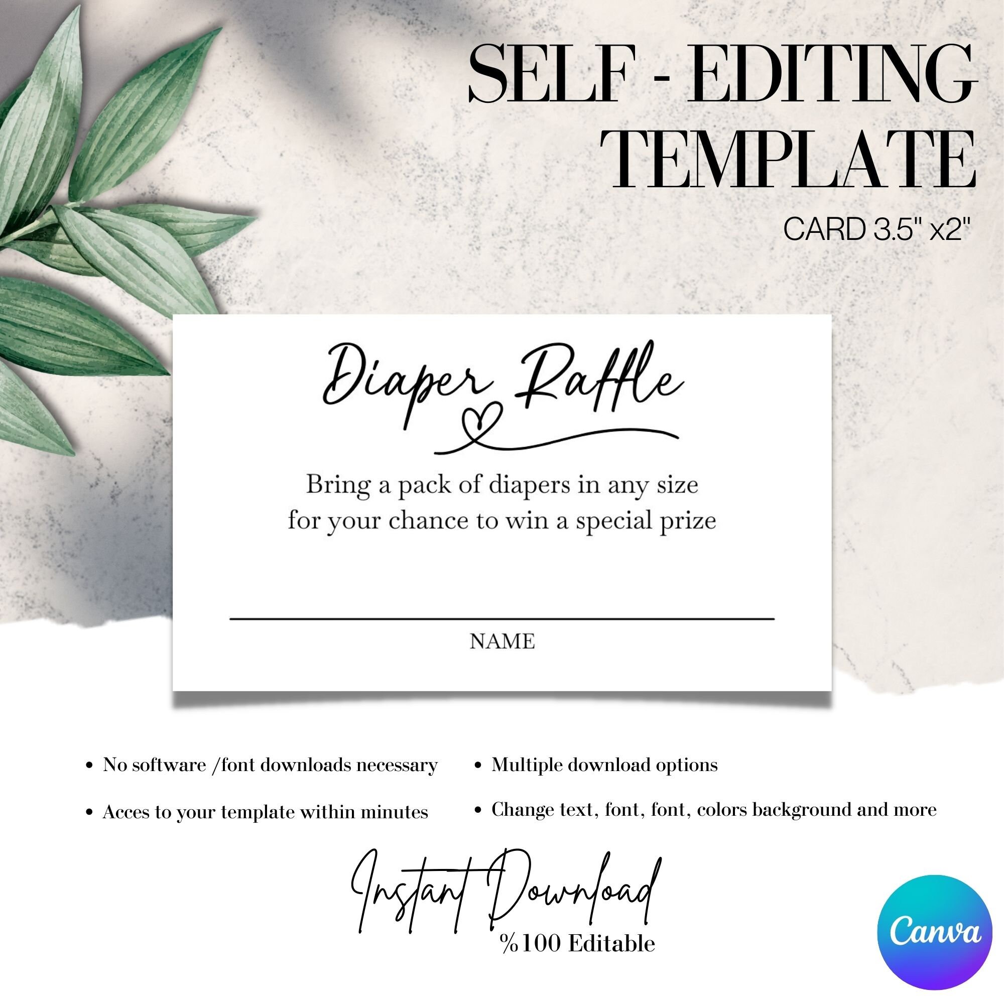 Editable Diaper Raffle Template, Printable Baby Shower Ticket, Custom ...