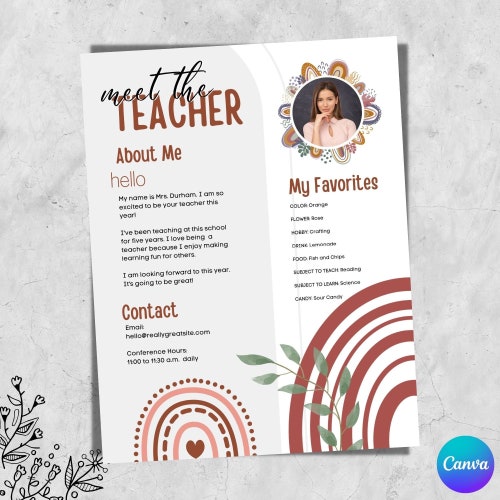Meet the Teacher Editable Template - Etsy