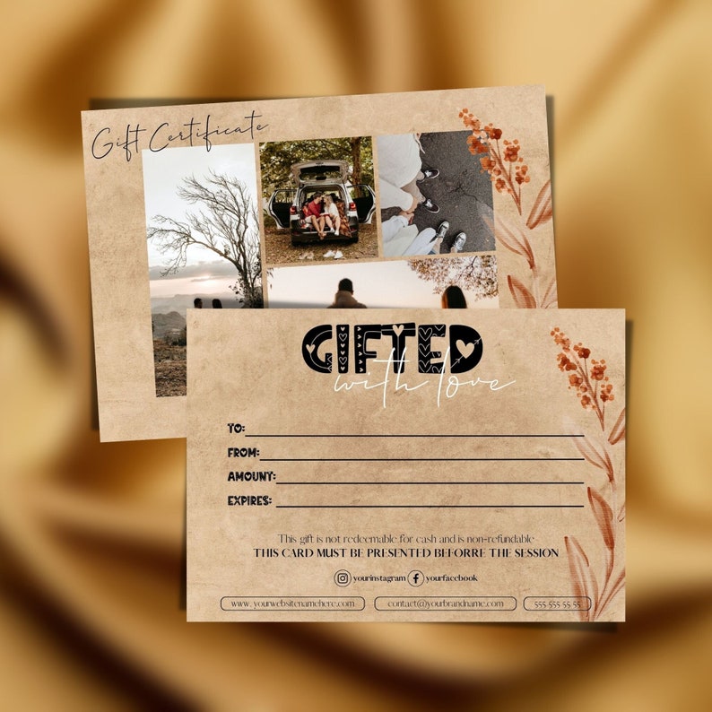 Editable Photography Gift Certificate, Printable Gift Certificate ...
