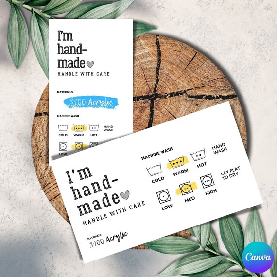Printable Care Instruction Tags Im Handmade Care Tags Custom | Etsy