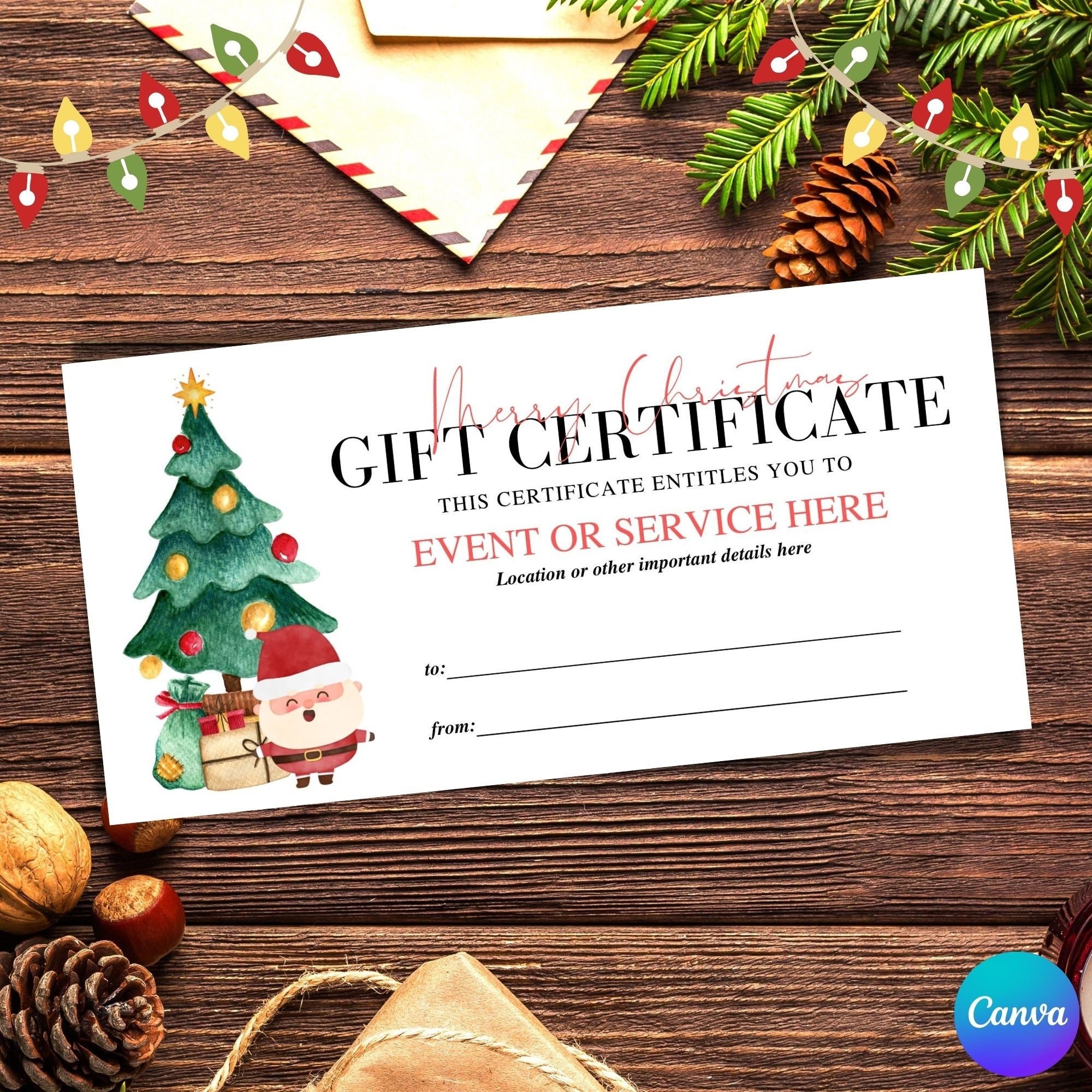 Printable Christmas Gift Certificate, Christmas Tree Gift Certificate ...
