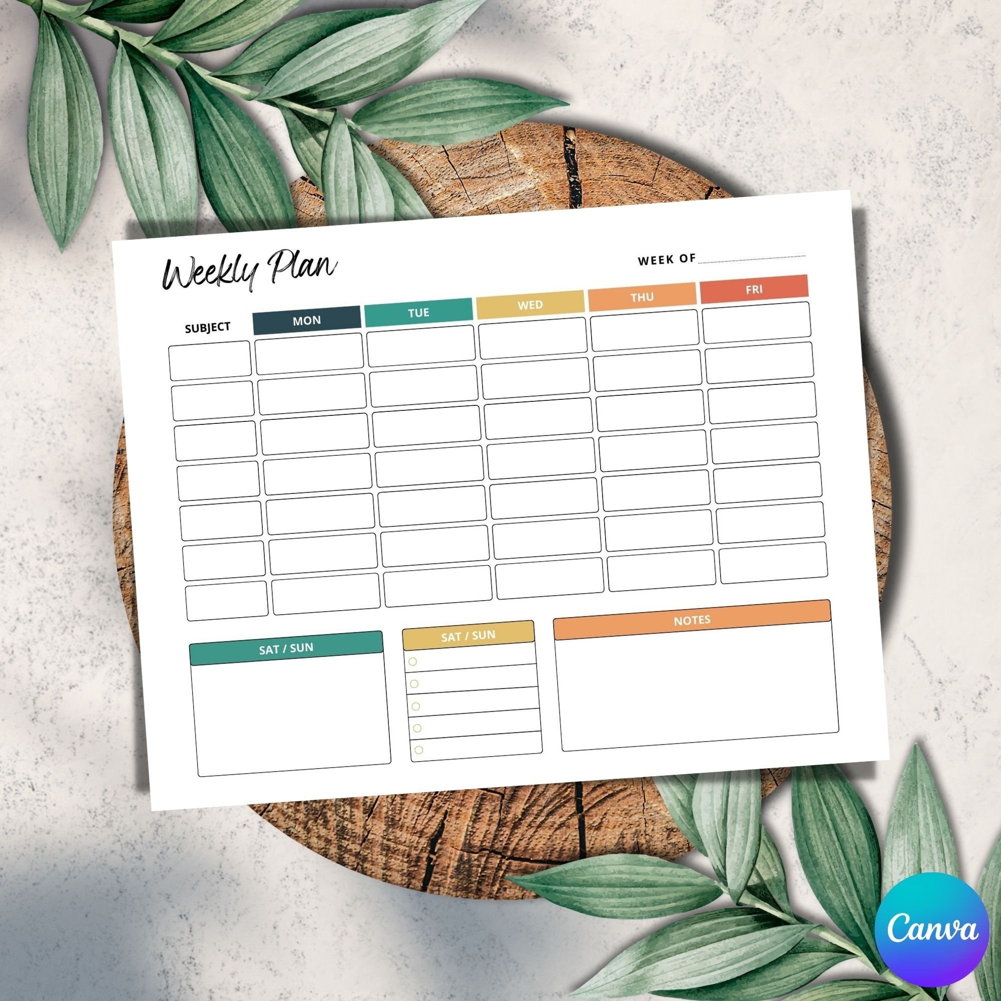 Editable Weekly Planner Weekly Schedule Printable Simple - Etsy