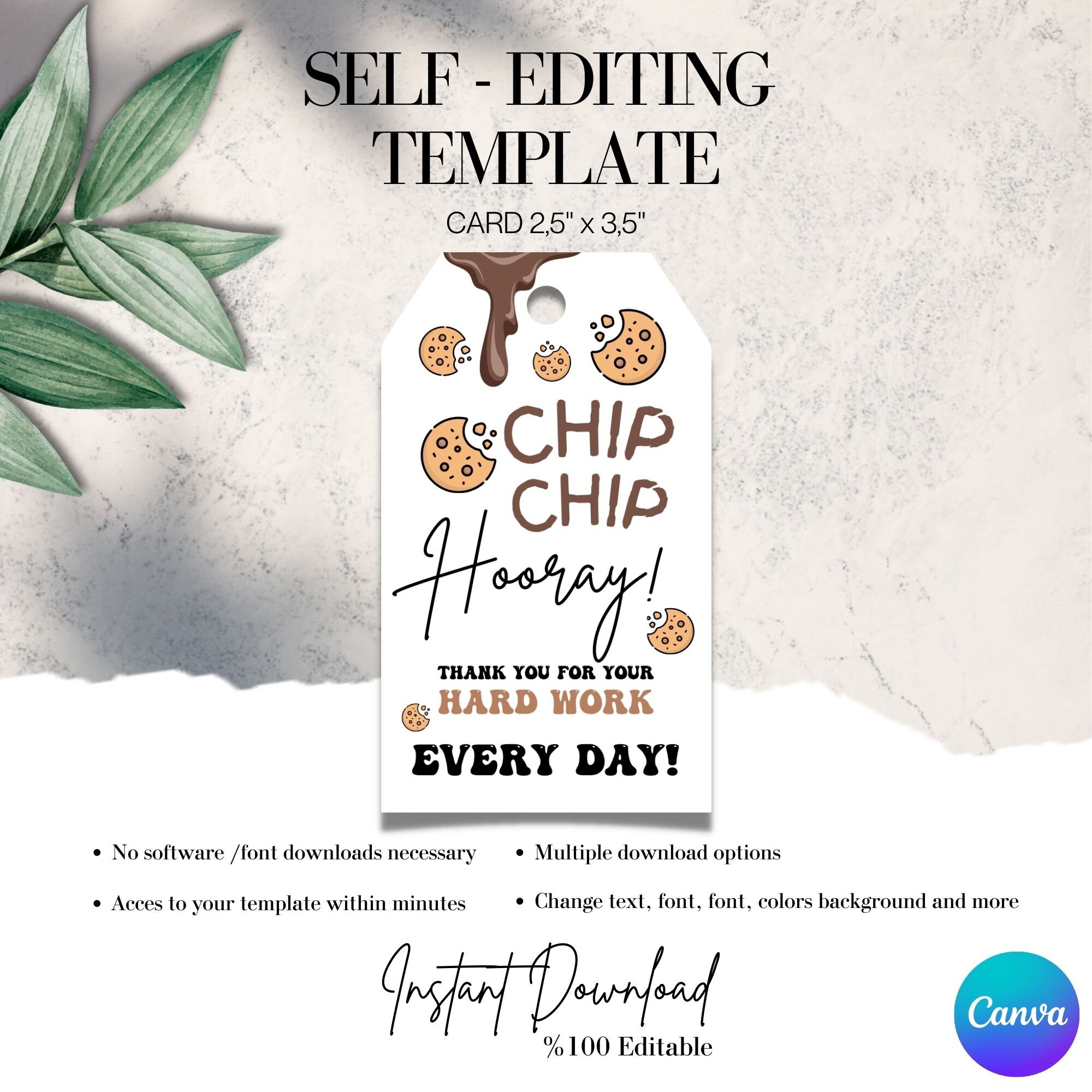 Chip Chip Hooray Thank You for Your Hard Work Everyday Tags, Editable ...