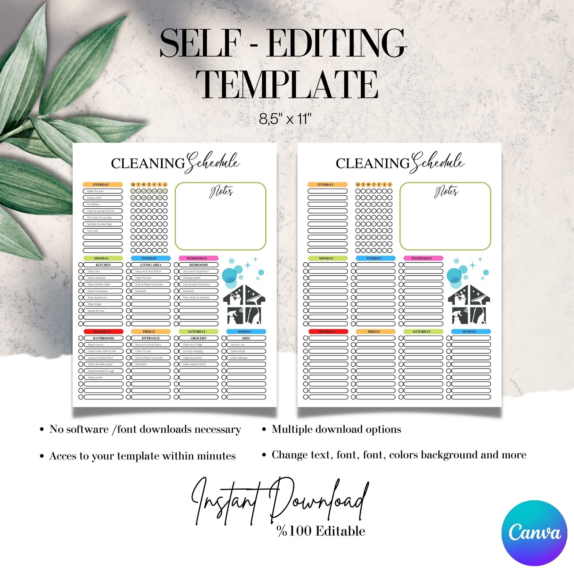 Custom Cleaning Schedule Cleaning Checklist Chore List - Etsy