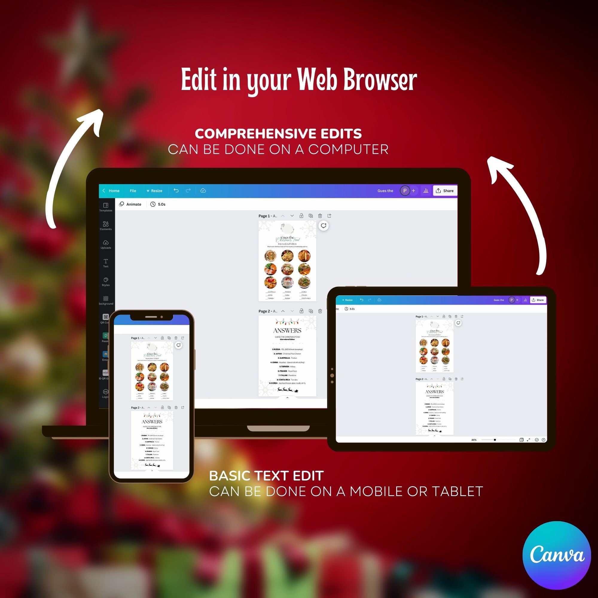 Editable Christmas Game Template, Guess the Christmas Food Game ...
