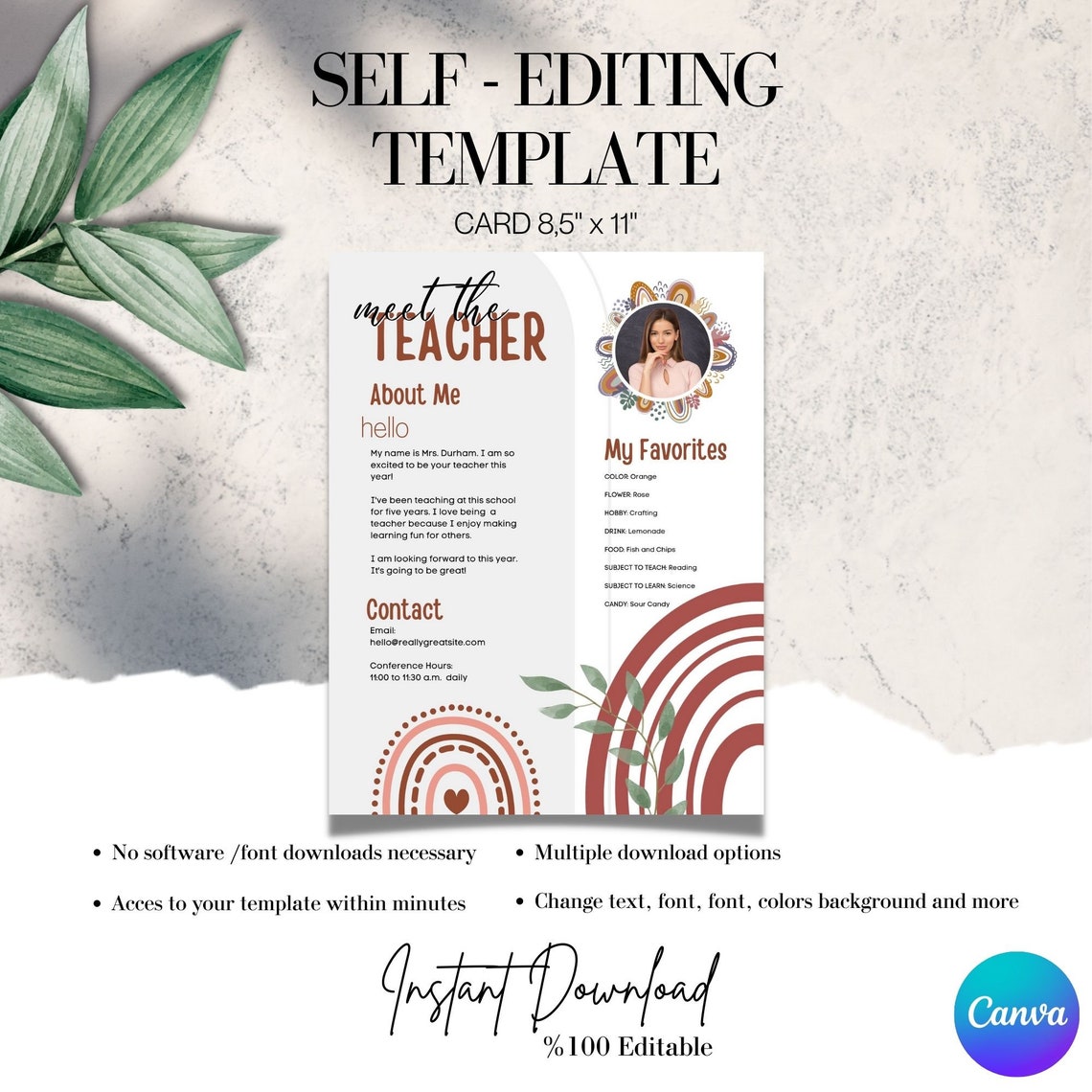 Custom Meet the Teacher Template, Back to School, Newsletter Template ...