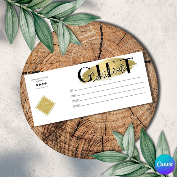 Gold Gift Certificate Template Editable Gift Card Add Your | Etsy