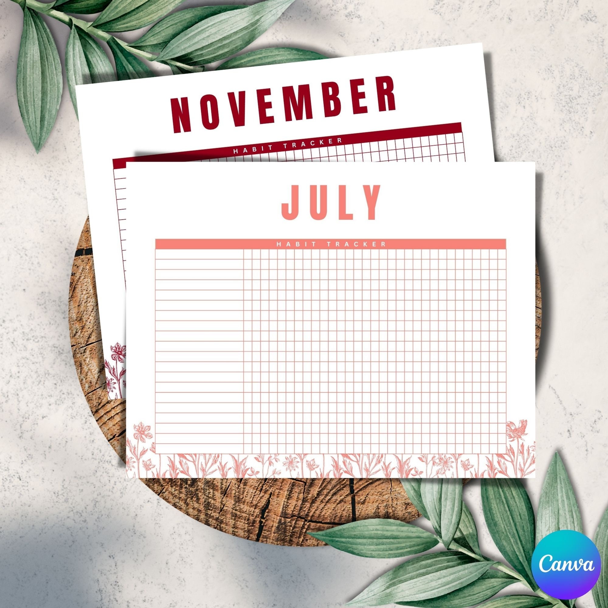 Editable Colorful Habit Tracker, Printable Brown, Pink, Purple, Blue ...