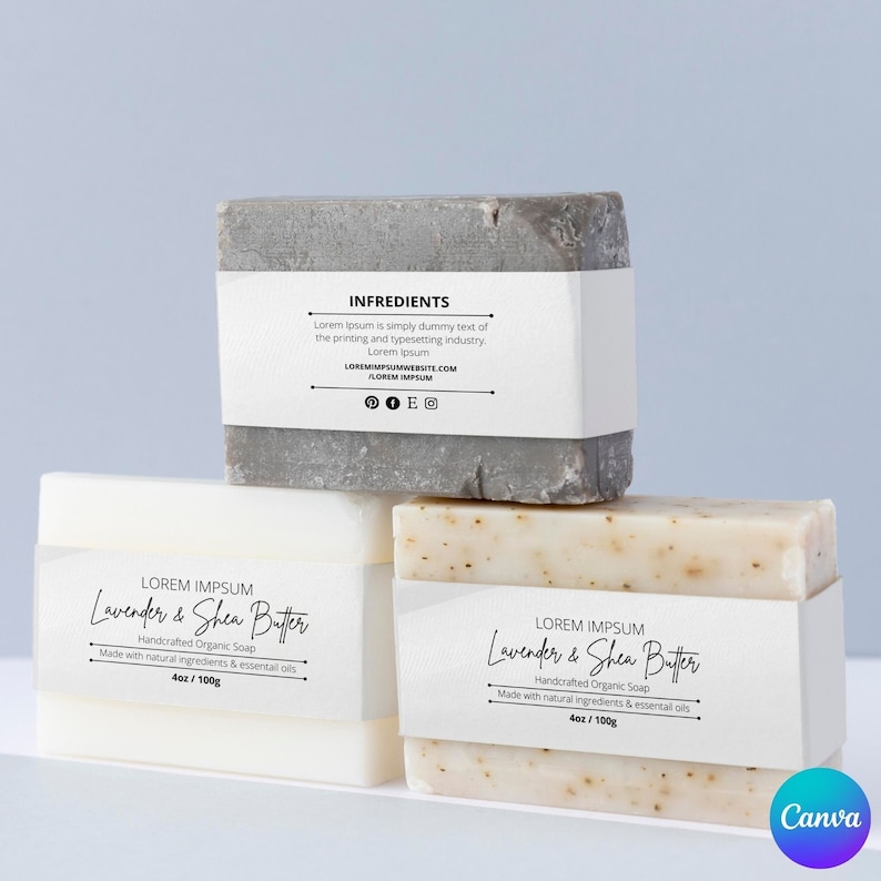 Soap Label Editable Template Minimalist Soap Label Custom Wrap Around