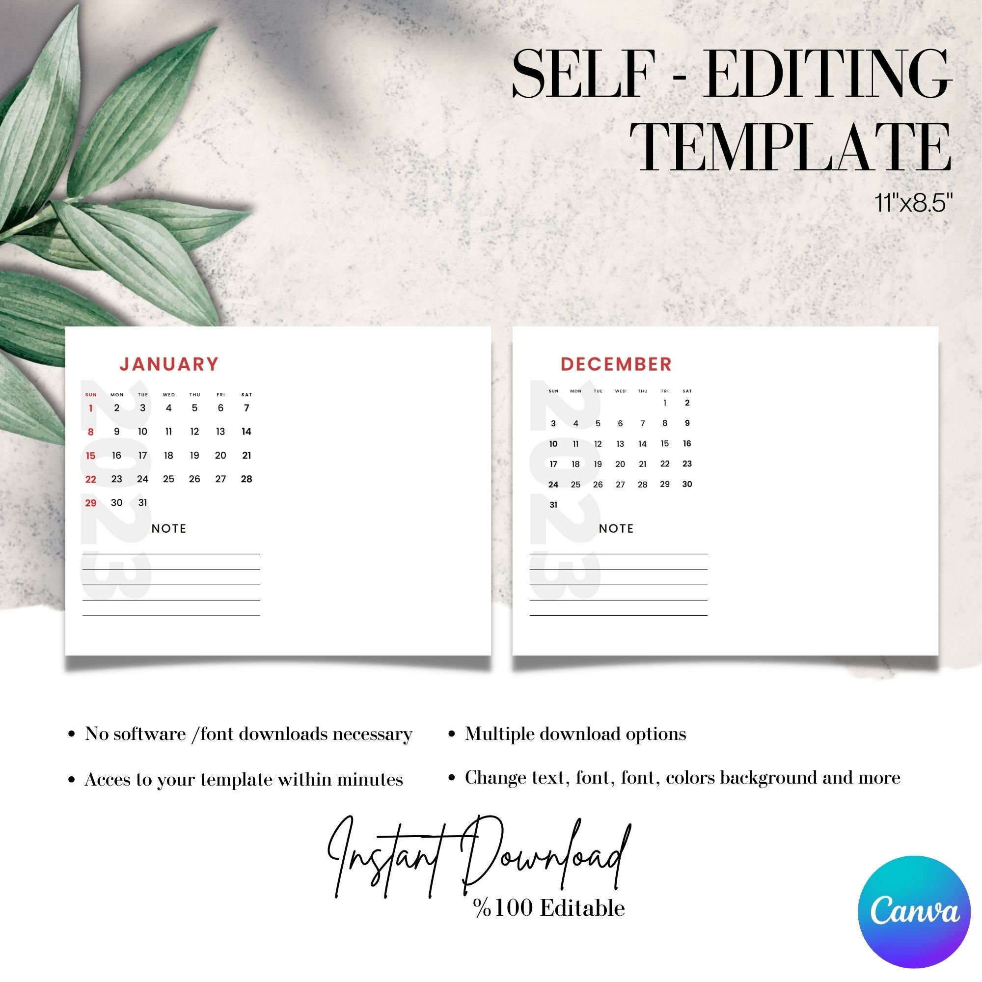 Editable 2023 Calendar Template, Printable 2023 Calendar With Holidays ...