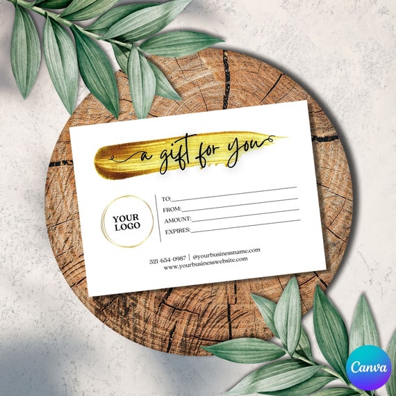 Modern Gift Certificate Template Gold Card Voucher Add Your | Etsy