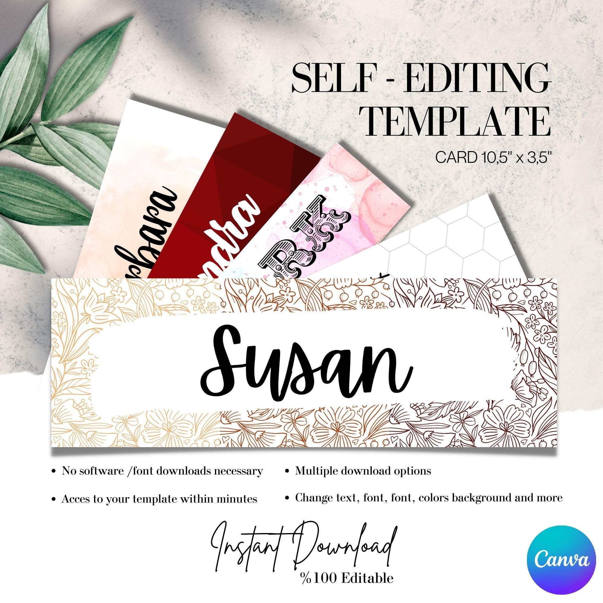 Custom Name Tags Template, Editable Desk Name Labels, 20 FONTS ...