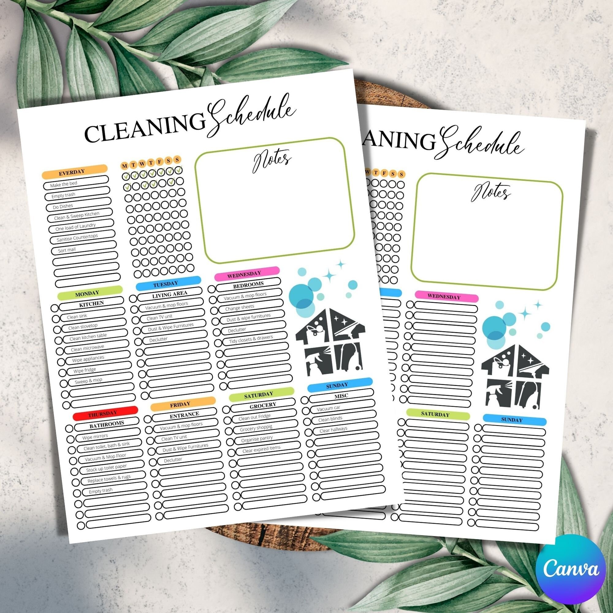 Custom Cleaning Schedule, Cleaning Checklist, Chore List, Weekly ...