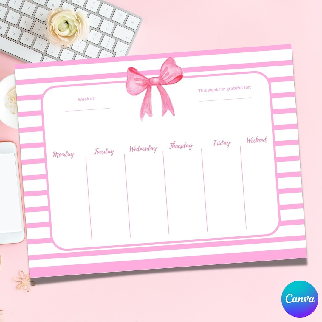 Editable Weekly Planner for Girls, Printable Girls Planner, Custom ...