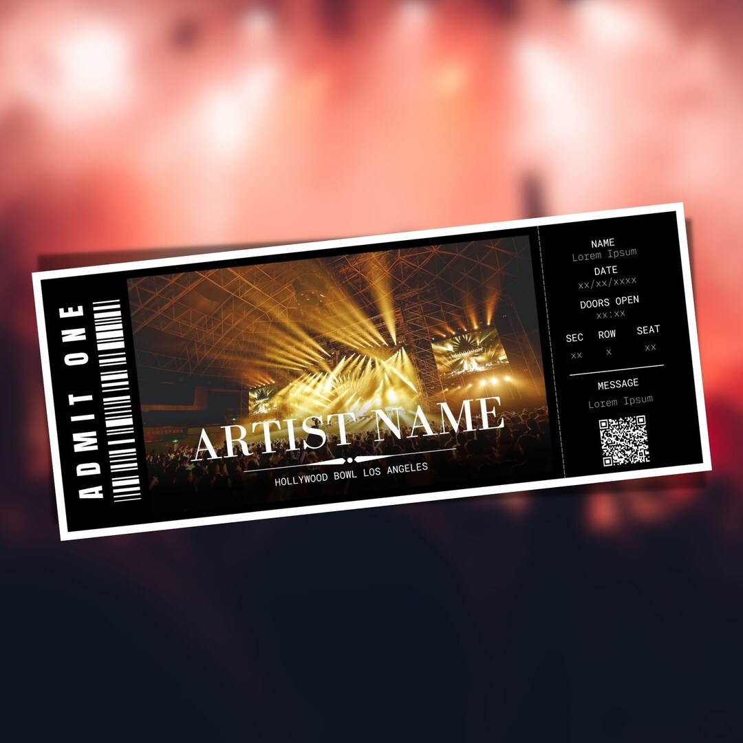 Editable Concert Ticket Template, Editable Concert Ticket, Printable ...