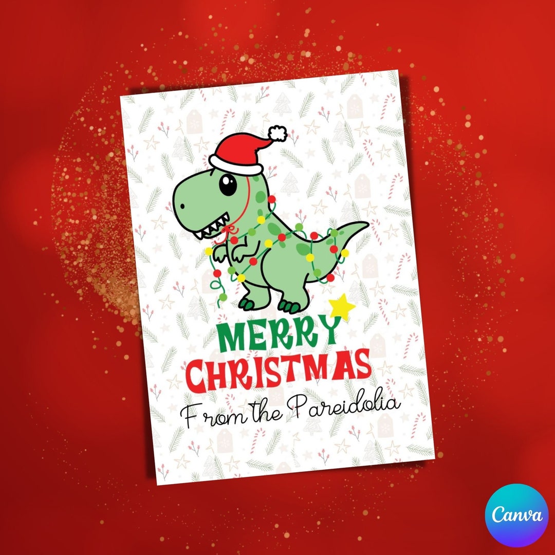 Dinosaur Christmas Gift Tag, Editable Christmas Tags, Christmas Tags ...