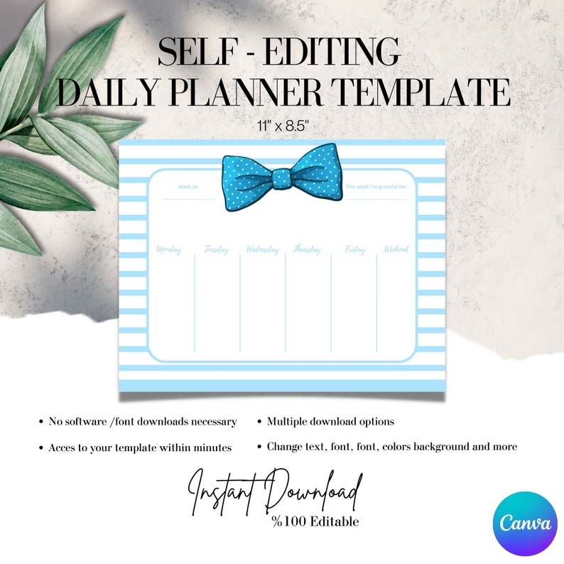 Editable Weekly Planner for Boys, Printable Boys Planner, Custom ...