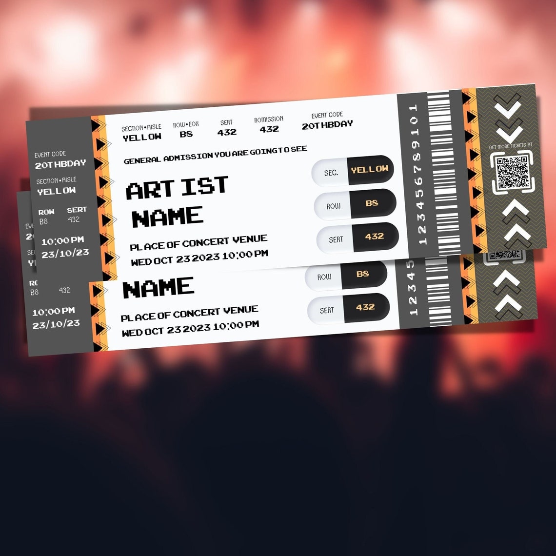 Editable Concert Ticket Template Editable Concert Ticket - Etsy