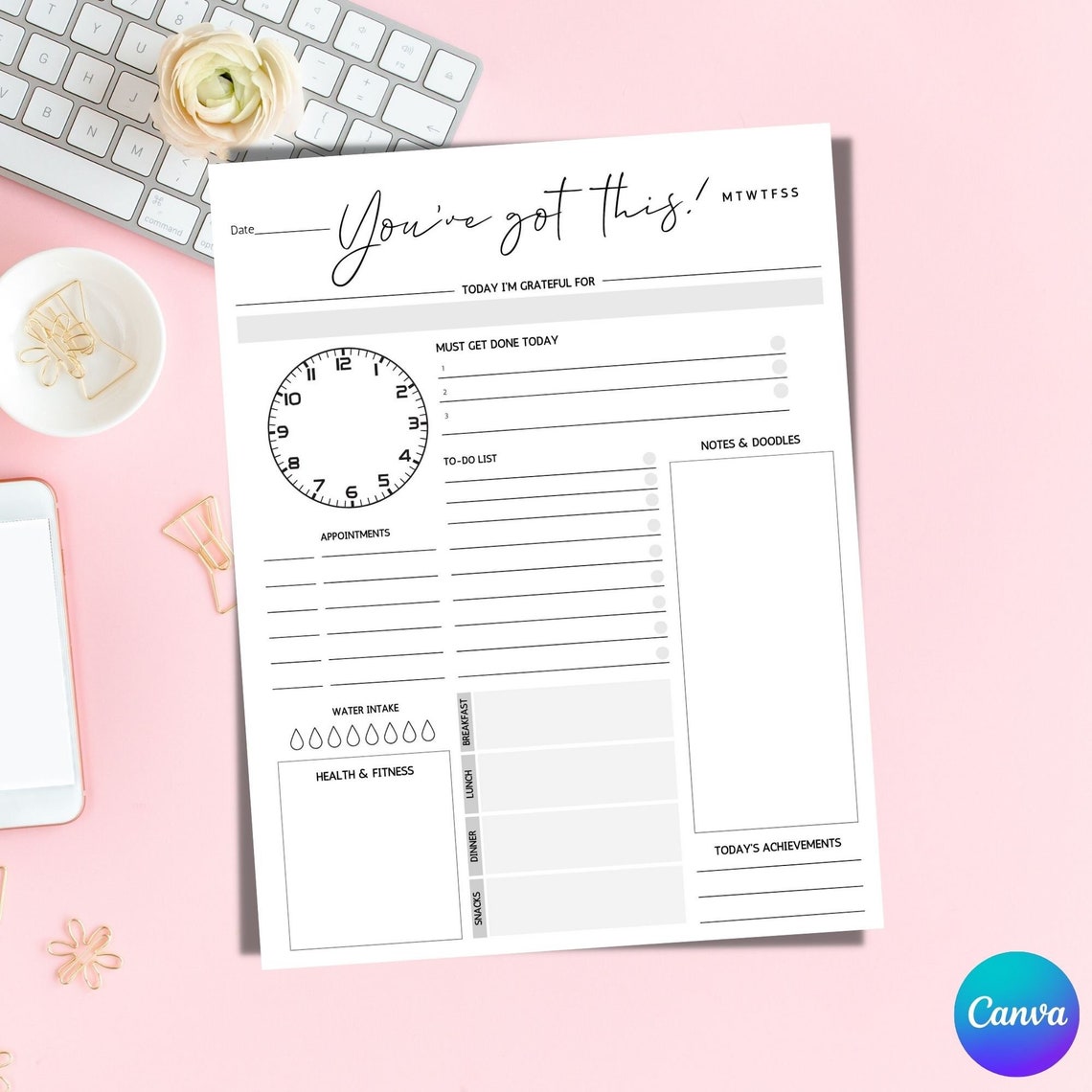 Editable You've Got This Daily Planner, Printed You've Got This Daily ...