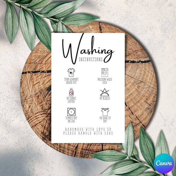 Washing Care Card Care Card for Shirts Clothing Care Card | Etsy