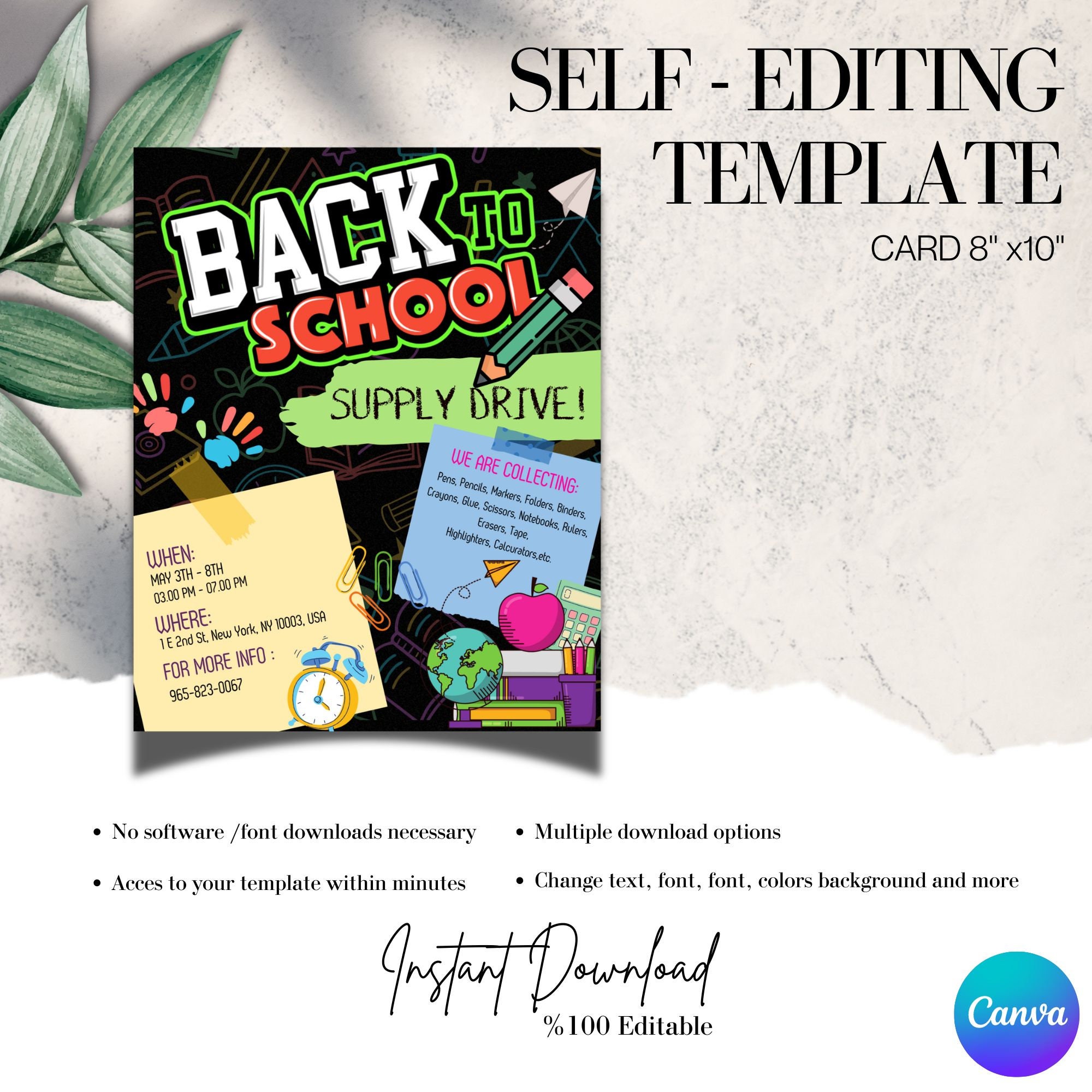 Editable School Supply Drive Flyer: Back to School Invitation (PDF) - Etsy