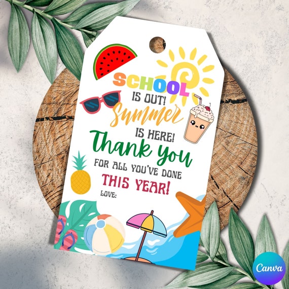 Teacher Gift Tag School's Out Summer is Here Thank You - Etsy