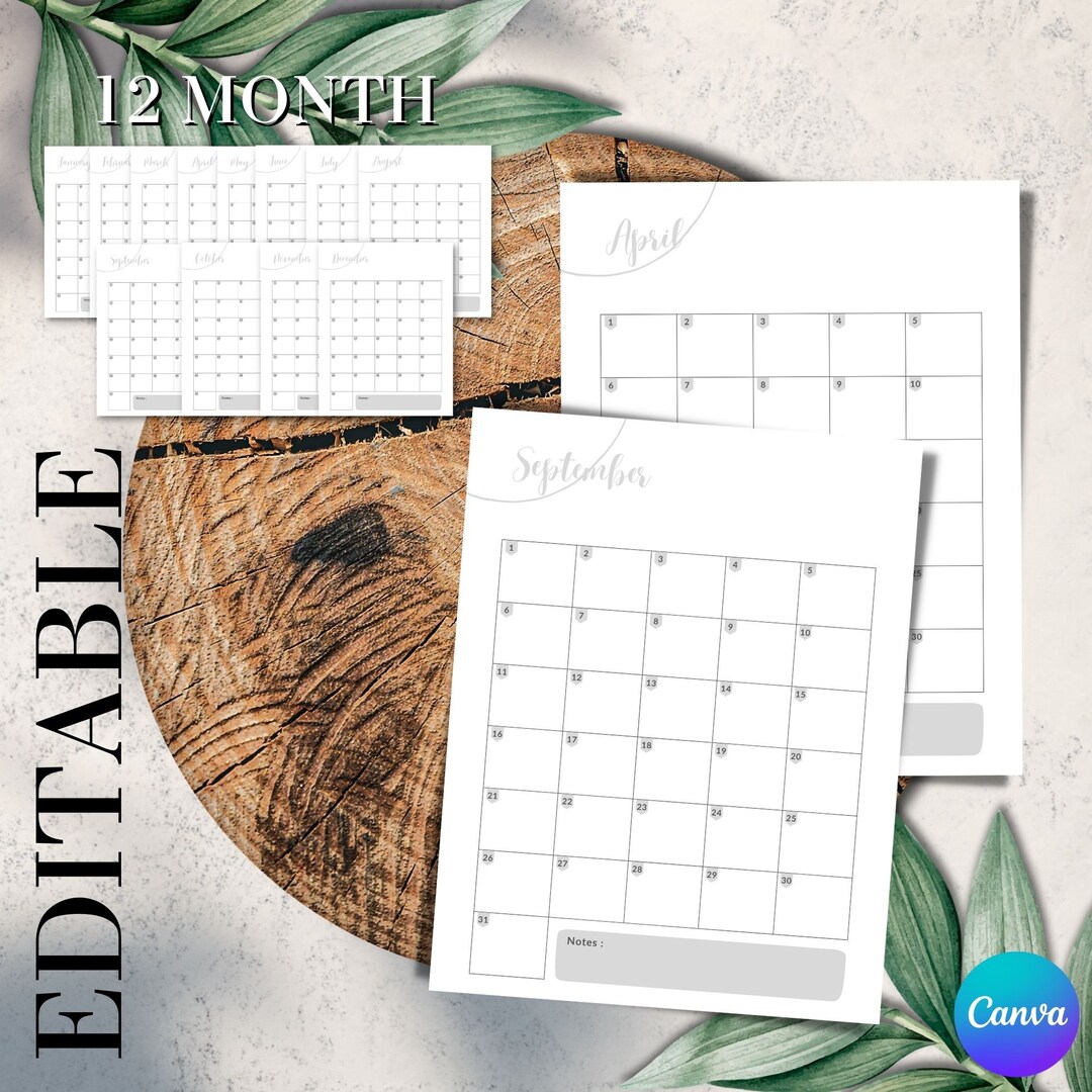 Editable Planner Template in Canva, Printable Minimal Planner, Monthly ...