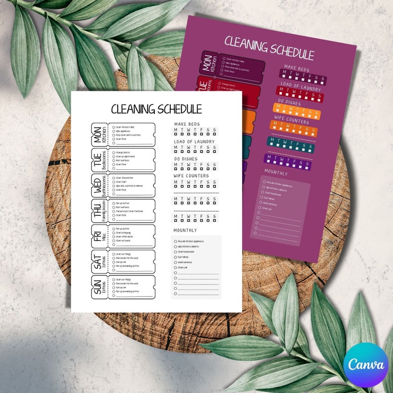 Editable Cleaning Schedule Template, Printable Cleaning Schedule Canvas ...