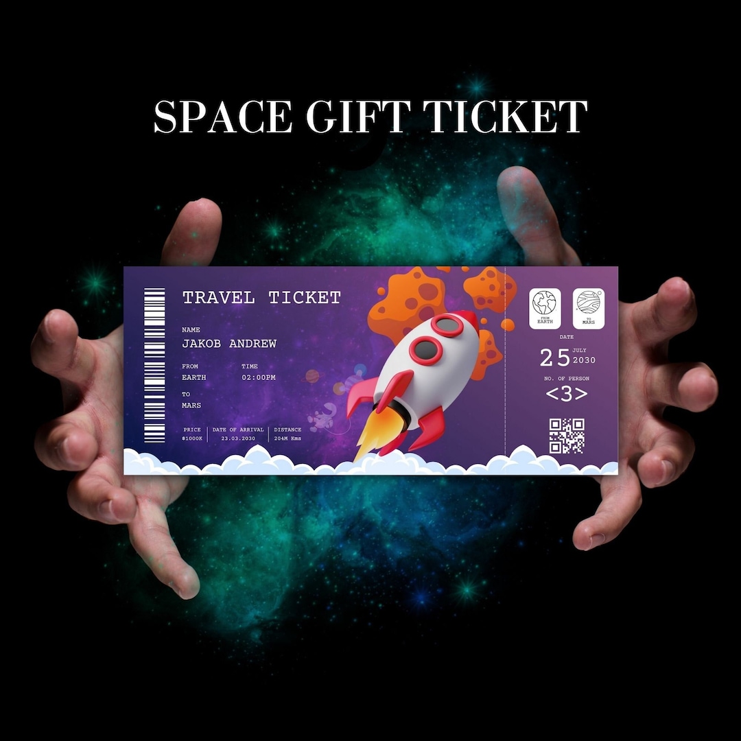 Editable Space Gift Card Template, Printable Birthday Astronaut Ticket ...