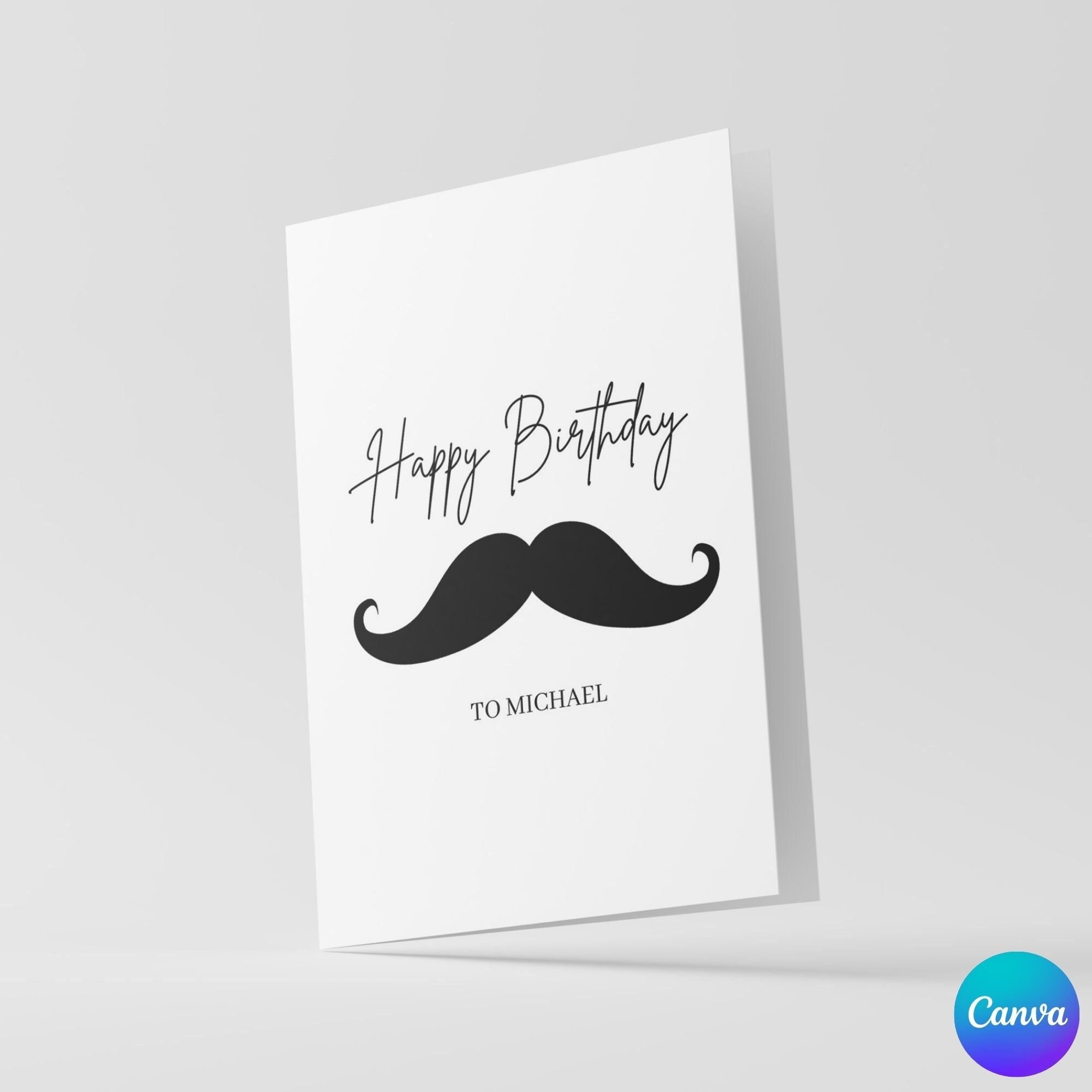 Custom Mustache Birthday Card Printable Birthday Card - Etsy UK