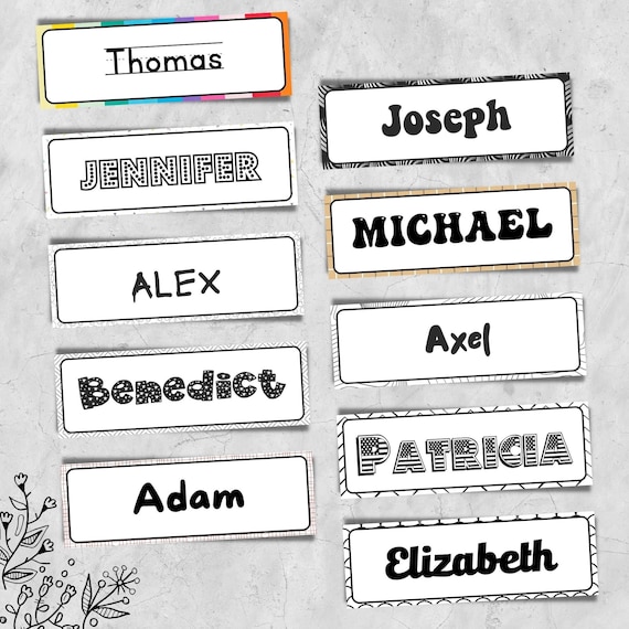 Editable Name Tags Template 20 FONTS Editable School Supply - Etsy