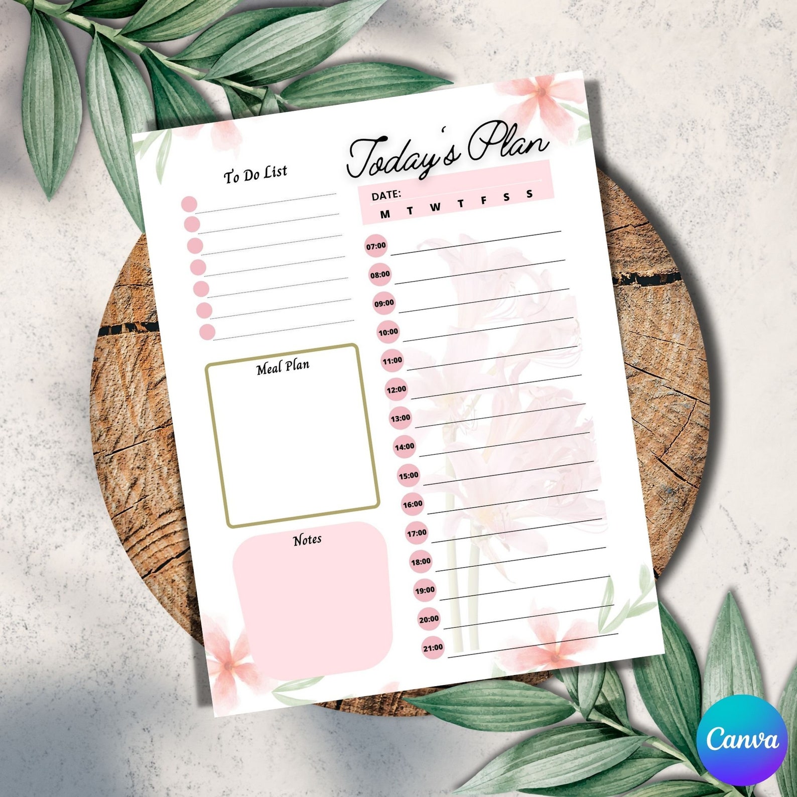 Printable Today Planners Template, Editable Today's Plan, to Do List ...