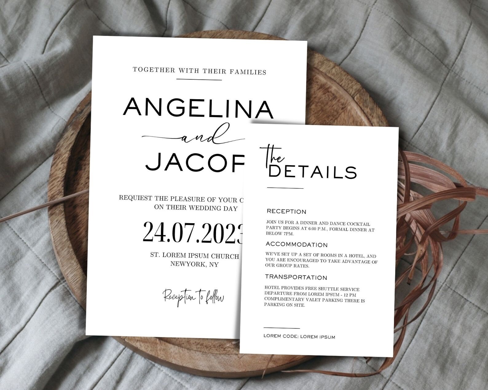 Editable Wedding Invites With QR Code, Printable Modern Wedding Invite ...