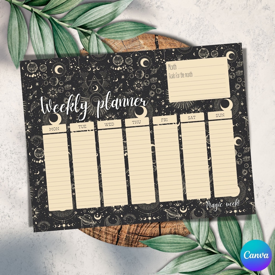 Editable Weekly Planner, Celestial Weekly Planner, Mystical Weekly ...