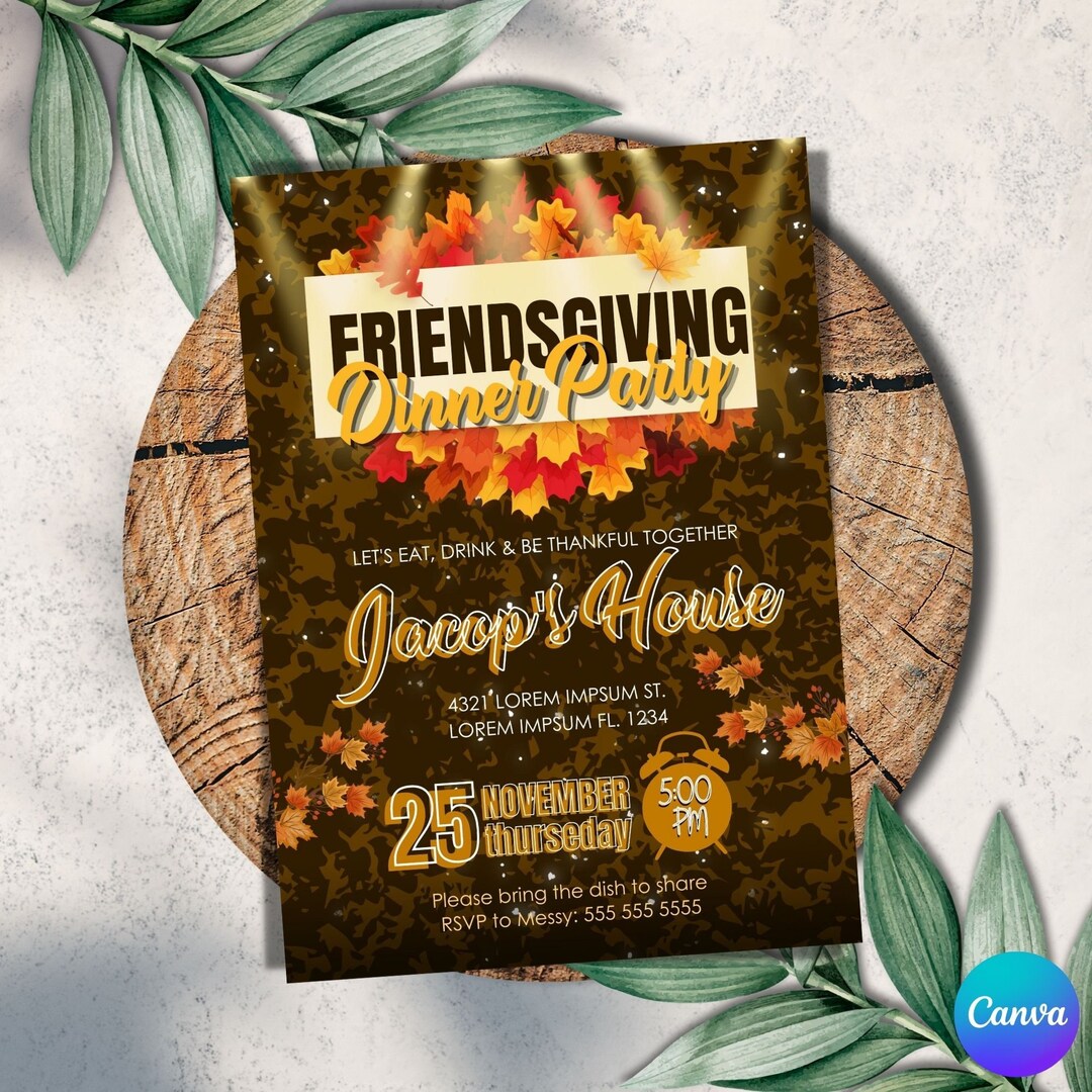 Editable Friendsgiving Party Invitation, Friendsgiving Dinner Party ...