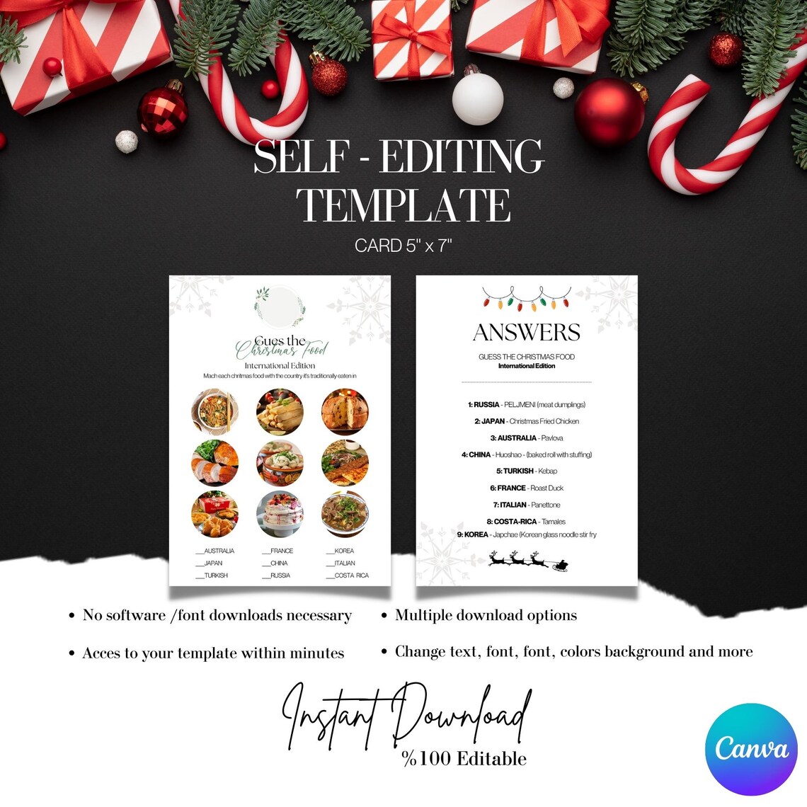 Editable Christmas Game Template, Guess the Christmas Food Game ...