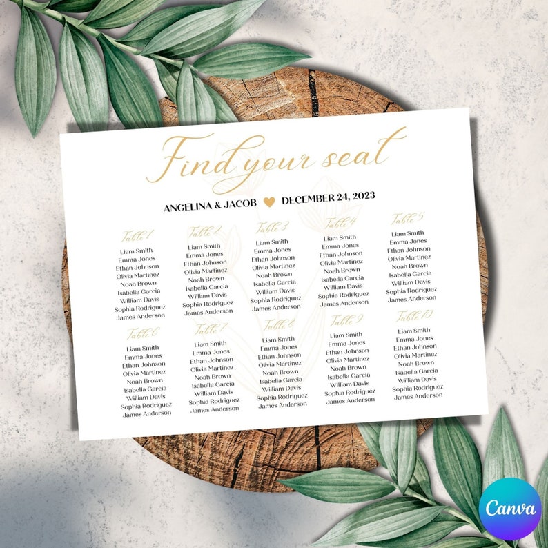Editable Wedding Table Plan, Printable Seating Chart Template, Custom ...