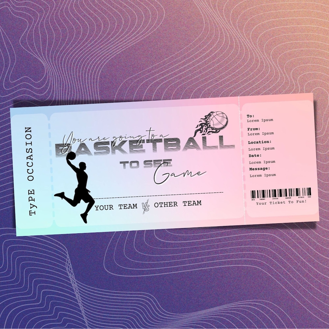 Editable Basketball Ticket Voucher Gift, Basketball Ticket Gift ...