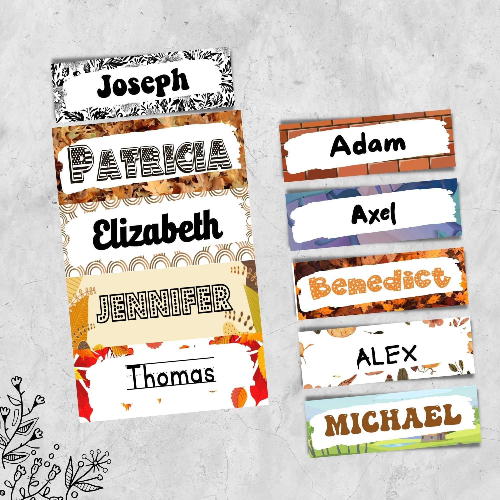 Custom Name Tags Template, Editable Desk Name Labels, 20 FONTS ...
